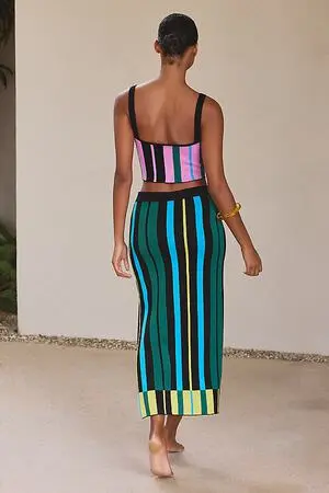 CELANDINE Striped Crop Sweater Tank