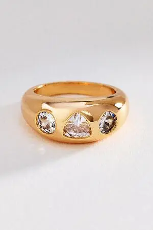 Anthropologie Bezel Stone Ring - Clear