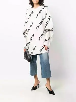 Balenciaga Allover Logo Crew Neck Jumper