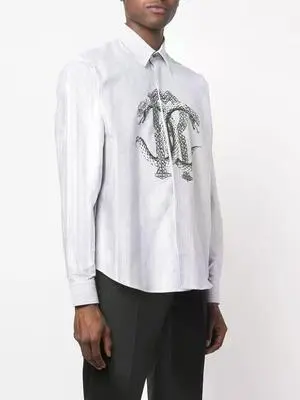 Roberto Cavalli Mirror Snake-print Striped Shirt