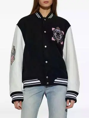 Off-White Embroidered Leather Sleeve Jacket