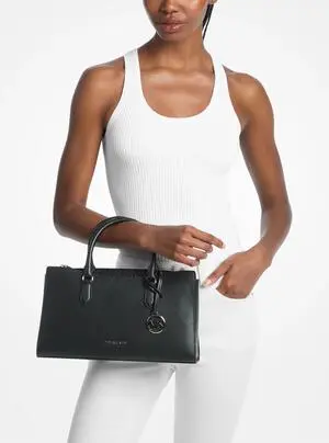 Michael Kors Arden Medium Pebbled Leather Satchel With Signature Logo