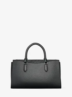 Michael Kors Arden Medium Pebbled Leather Satchel With Signature Logo