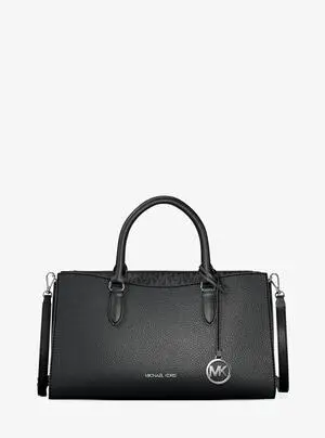 Michael Kors Arden Medium Pebbled Leather Satchel With Signature Logo