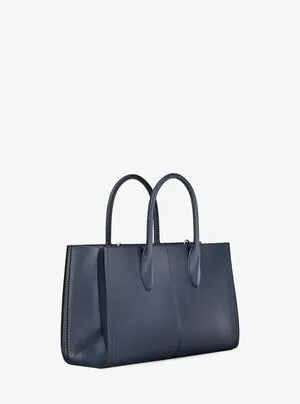 Michael Kors Mirella Medium Pebbled Leather Satchel - Blue