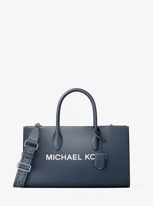 Michael Kors Mirella Medium Pebbled Leather Satchel - Blue