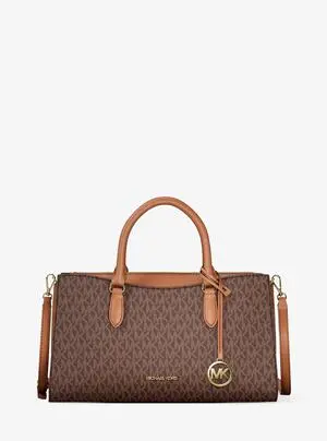 Michael Kors Arden Medium Signature Logo Top-zip Satchel