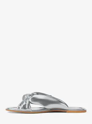 Michael Kors Elena Metallic Knot Slide Sandals - Silver