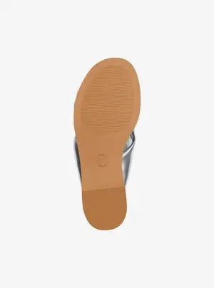 Michael Kors Elena Metallic Knot Slide Sandals - Silver