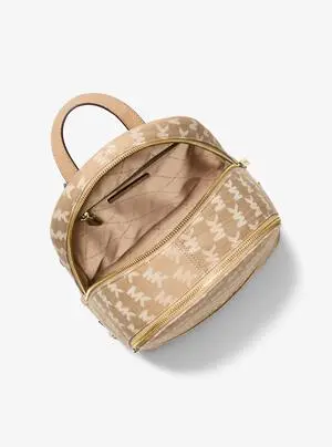 Michael Kors Rhea Medium Logo Jacquard Denim Backpack - Brown