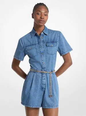 Michael Kors Belted Denim Romper