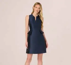 Adrianna Papell Sleeveless Mikado Peplum Short Dress - Midnight