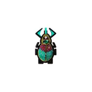GISSA BICALHO Handmade Embroidered Scarab Brooch - Red
