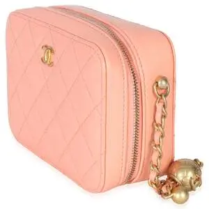 Chanel Coral Quilted Lambskin Pearl Crush Camera Vanity Case