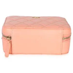 Chanel Coral Quilted Lambskin Pearl Crush Camera Vanity Case