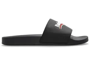 Balenciaga Pool Slide With Political Campaign Logo Detail - Black