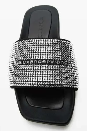 Alexander Wang Crystal Hotfix Pool Slide - Black/silver