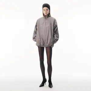 Alexander Wang Oversized Track Jacket With Gathered Collar - Grey