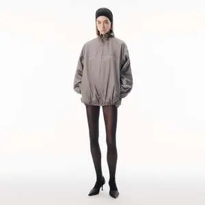 Alexander Wang Oversized Track Jacket With Gathered Collar - Grey