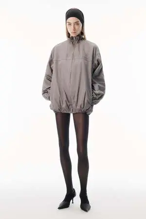 Alexander Wang Oversized Track Jacket With Gathered Collar - Grey