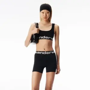 Alexander Wang Logo Elastic Scoop Neck Bra Top