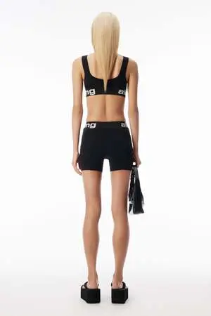 Alexander Wang Logo Elastic Scoop Neck Bra Top