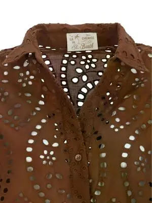 MC2 SAINT BARTH Embroidered Cotton Shirt - Brown