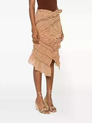 Magda Butrym Beige Ruffled Embellishment Midi Skirt
