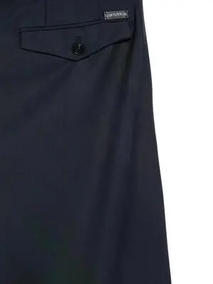 LES HOMMES Pleated Logo Plaque Trousers