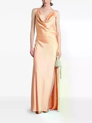 Andamane Cowl Neck Halterneck Maxi Dress - Orange