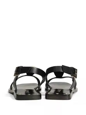 CORAL BLUE Hammered-plaque Slingback Sandals