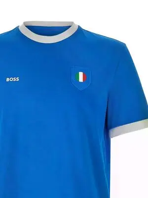 BOSS Logo-patch Contrast-trim Flag-t-shirt