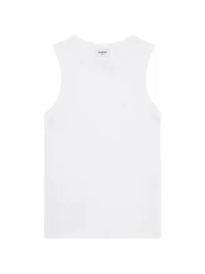 Saint Laurent Cassandre Ribbed Knit Tank Top - White