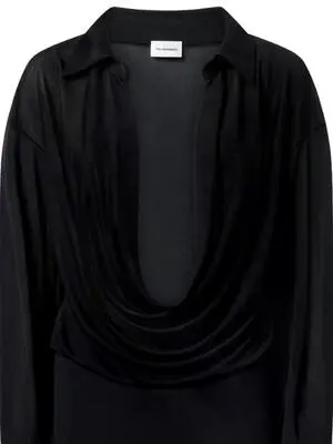 Andamane The Attico Lilia Draped-neck Midi Dress - Black