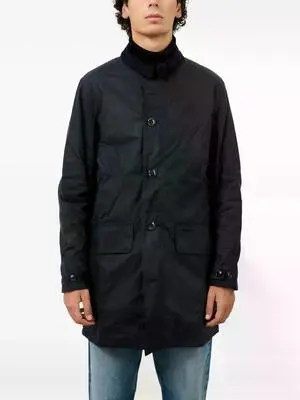 Barbour Waxed Cotton Coat With Corduroy Collar