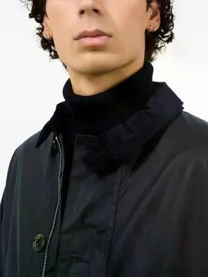 Barbour Waxed Cotton Coat With Corduroy Collar