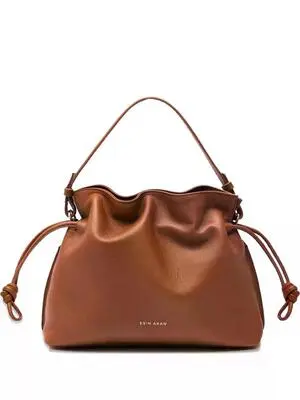 ESIN AKAN Emma Drawstring Leather Tote Bag - Brown