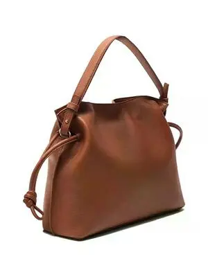 ESIN AKAN Emma Drawstring Leather Tote Bag - Brown
