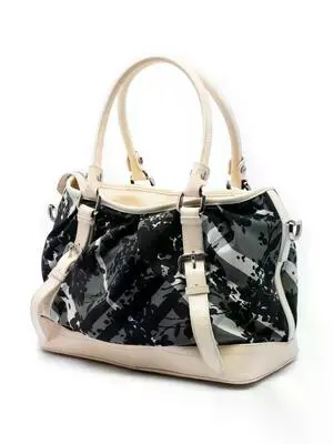 Burberry Floral Beat Check Nylon And Patent Satchel