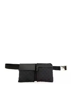 Gucci Gg Canvas Double Pocket Belt Bag - Black