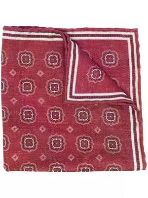Brunello Cucinelli Geometric-print Pocket-square - Red