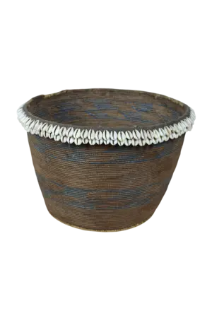 Botanical Boys Vintage Tutsi Basket With Cowrie Shells One Zero Six Twelfth - Brown
