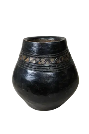 Botanical Boys Hand Carved Lozi Wood Pot Seventeen One - Brown