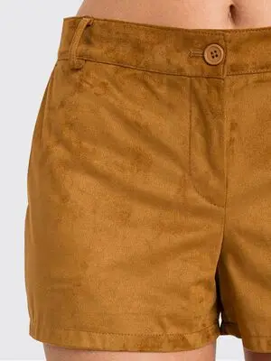 TWINSET Mid-rise Straight-leg Faux Suede Chino Shorts