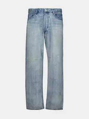 Auralee Wide Leg Denim Pants - Blue
