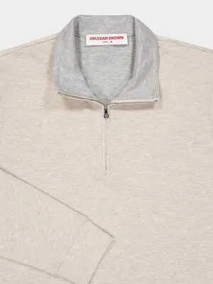 Orlebar Brown Cashmere Blend Half Zip Sweatshirt - Beige