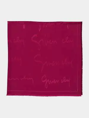 Givenchy Red Cherry Signature Silk Wool Shawl - Pink
