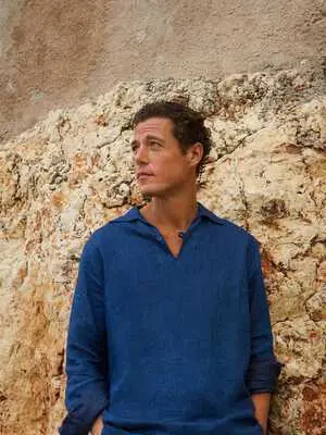 Orlebar Brown Night Iris Vincent Linen Shirt - Blue