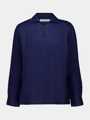 Orlebar Brown Night Iris Vincent Linen Shirt - Blue