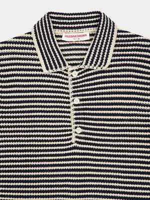 Orlebar Brown Night Iris Lowry Stripe Crochet Polo - Blue